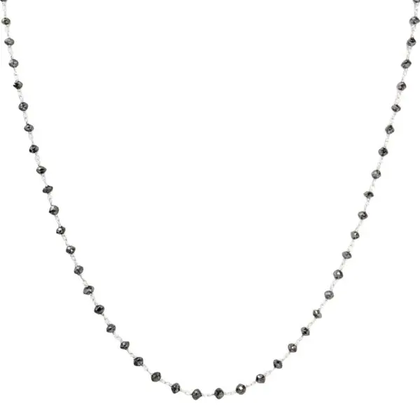 RAHUL'S JEWELS 14k White Gold Black Diamond Rosary Necklace - Black/white