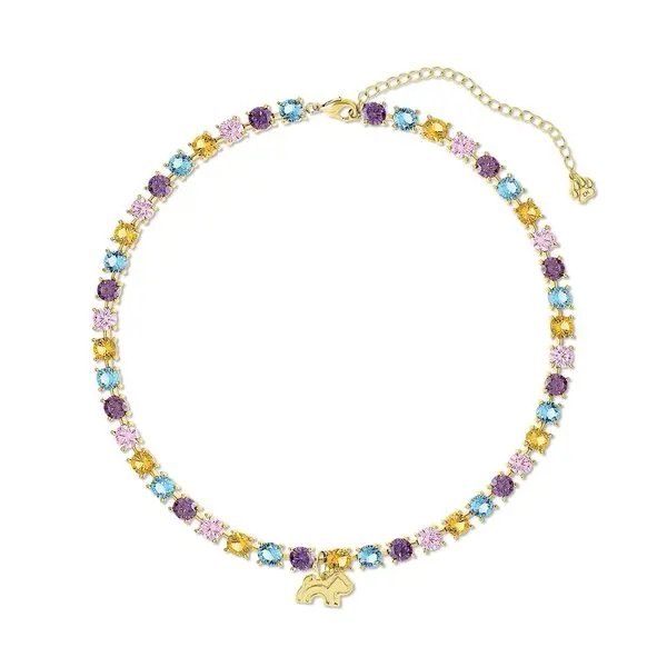 CLOUD HAVEN Multicolor Cz Logo Pendant Necklace - Gold