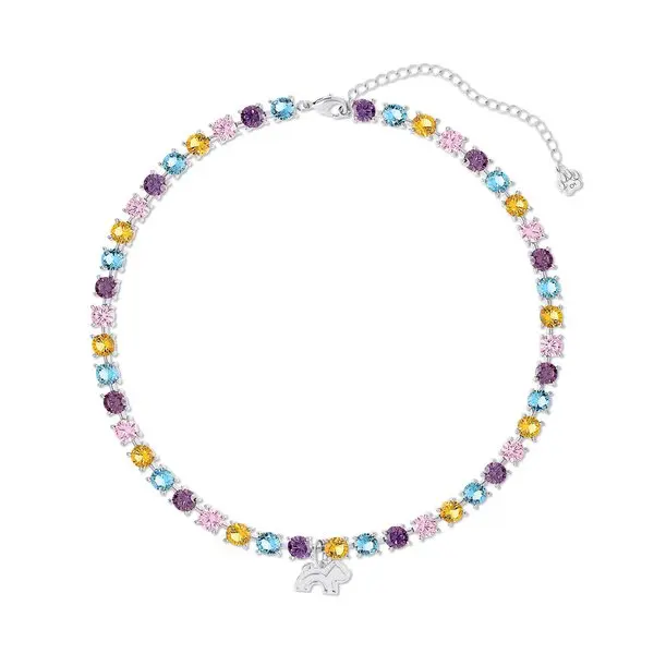 CLOUD HAVEN Multicolor Cz Logo Pendant Necklace - Silver