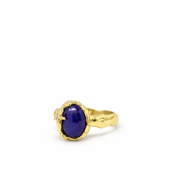 VINTOUCH ITALY Ad Astra Lapis Lazuli Ring - Blue/gold