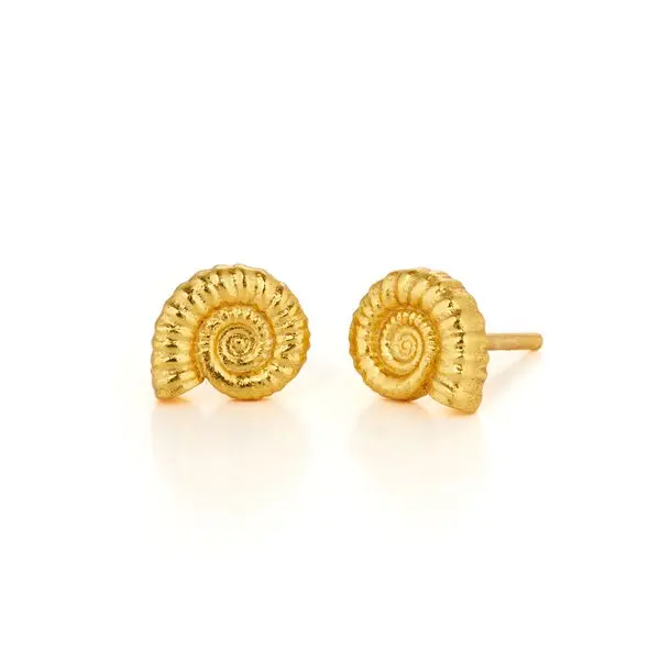 NELLOU JEWELLERY Ammonite Stud Earrings - Gold