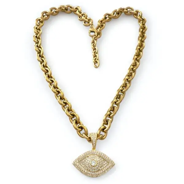 JAGGED HALO JEWELRY Chunky Chain Evil Eye Necklace - Gold