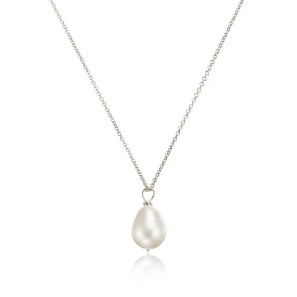 LILY & ROO Sterling Large Single Pearl Necklace - Silver