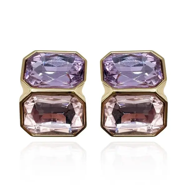 MICHAEL NASH JEWELRY Clara Double Stone Clip Earrings - Pink