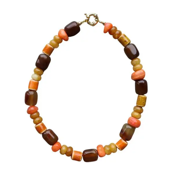 MISS MAY THE BRAND Beaded Necklace - Orange/brown