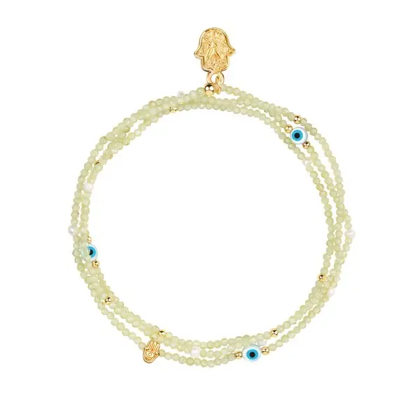 KARMA AND LUCK Beaded Wrap Bracelet - Green