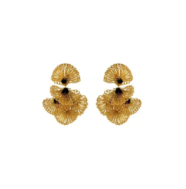 LAVISH BY TRICIA MILANEZE Gold Filled Crochet Shell Dangle Earrings - Gold/black