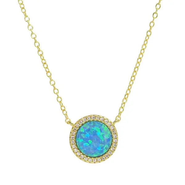 KAMARIA Crystal-embellished Opal Circle Necklace - Blue/gold