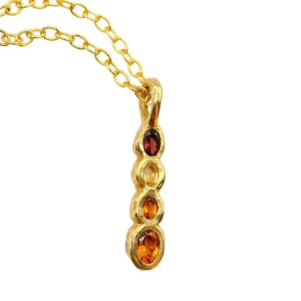 AMY DELSON JEWELRY Four Gemstone Pendant Necklace - Red/orange