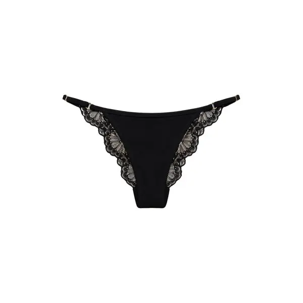 IVY SWIMWEAR Savanna Lace Trim Bikini Bottom - Black