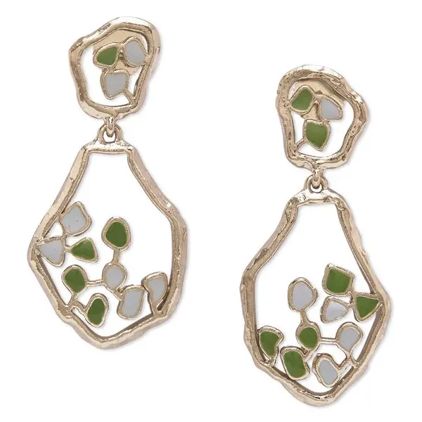 DHWANI BANSAL Enamel Terra Drop Earrings - Blue/green/silver