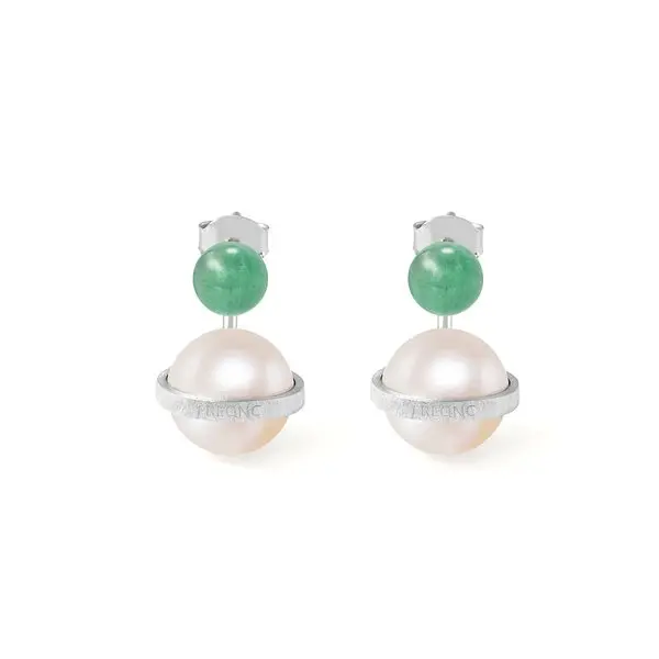 FREQNC ATELIER Orphic Cosmic Egg Aventurine Earrings - Green