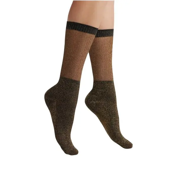 HIGH HEEL JUNGLE BY KATHRYN EISMAN Glitter Dance Crew Socks - Gold