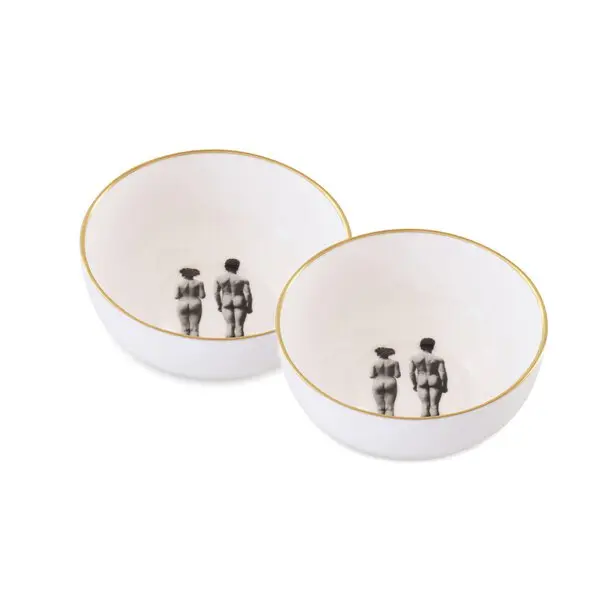 MELODY ROSE LONDON Models Set Of Two Olive/nut Bowls - White/gold