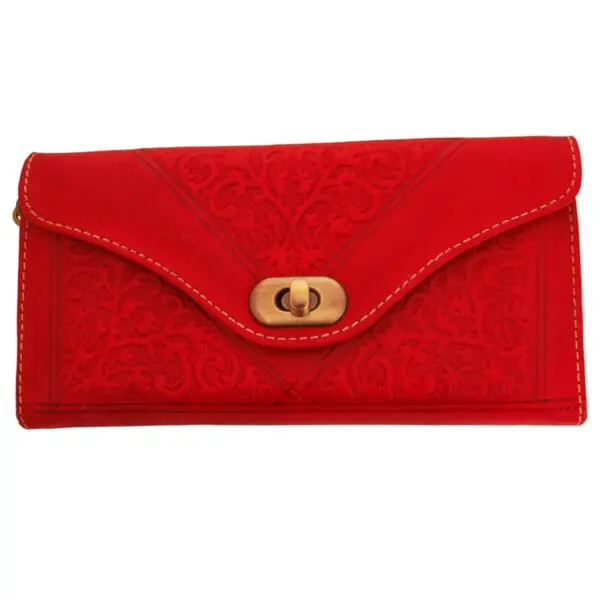 BERBER LEATHER Leather Tri-fold Purse - Red