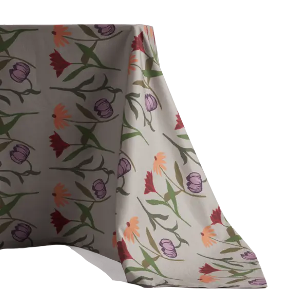 SOPHIE WILLIAMSON DESIGN Extra Large Tablecloth In Oversize Bold Flower Print On Light - Grey