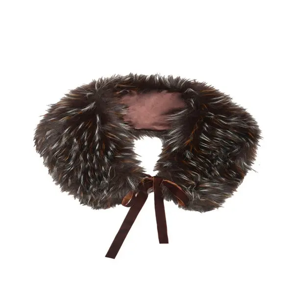 Saachi Faux Fur Tie Collar - Brown