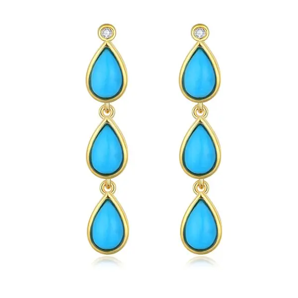 KAI FINE JEWELRY Solid Gold Turquoise And Diamond Drop Earrings - Blue/gold