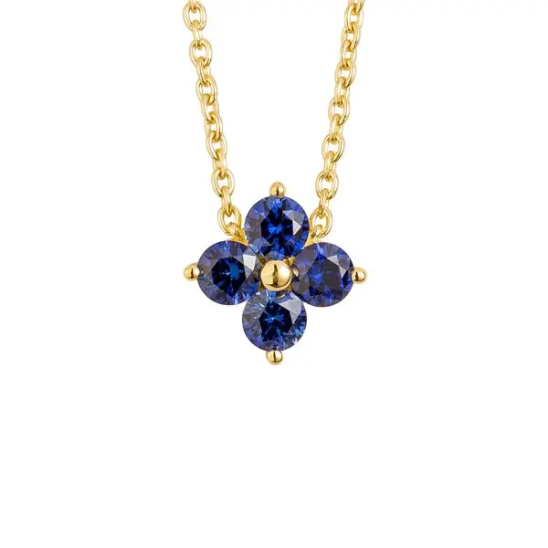 JUVETTI  Petale Clover Pendant Necklace - Gold/blue
