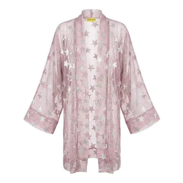 JANARA JONES Shimmering Star Mesh Kaftan - Silver