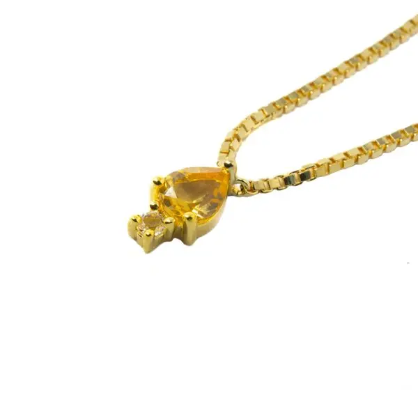 NASI SILVER Pear Citrine & White Topaz Vermeil Necklace - Yellow/white