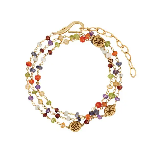 KARMA AND LUCK Multi Stone Chakra Wrap - Blue/yellow