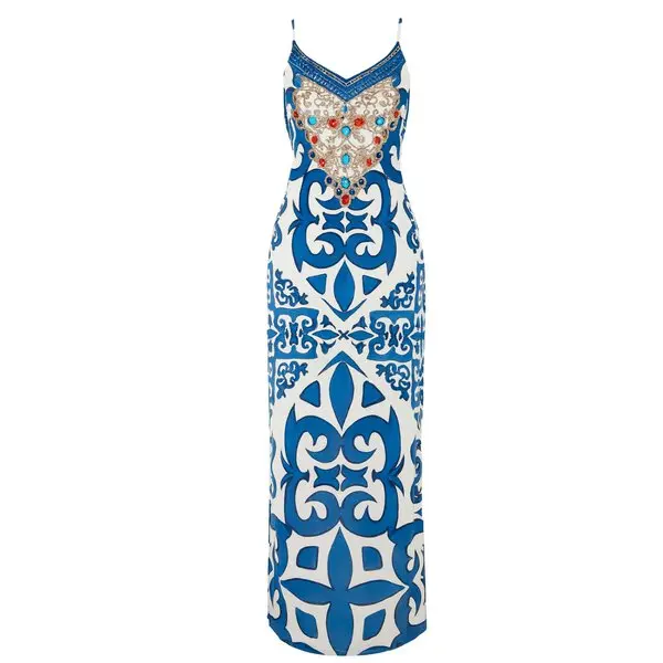ANNIA LOUISA Santorini Slip Maxi Dress - Blue/white