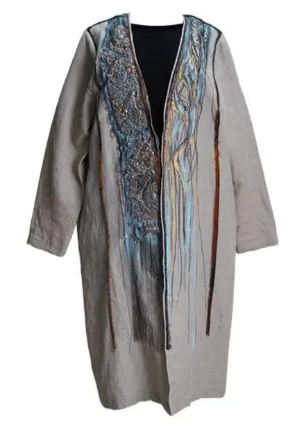 SANIYA KHAN Linen Jacket With Metallic Embroidery