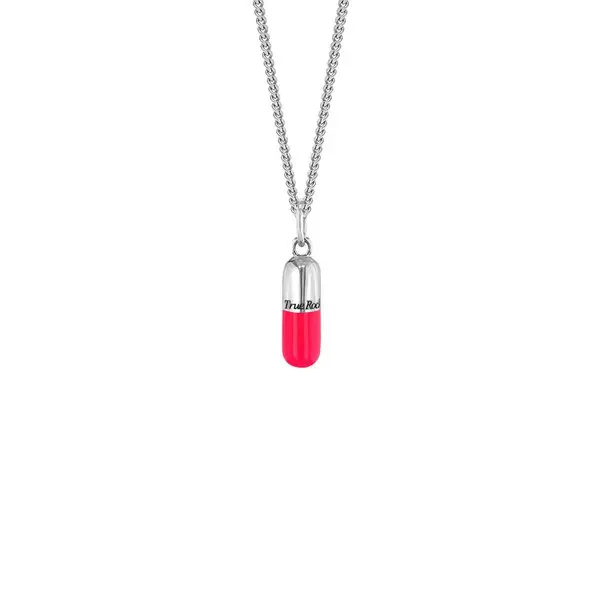 TRUE ROCKS Sterling Silver & Neon Mini Pill Pendant - Pink
