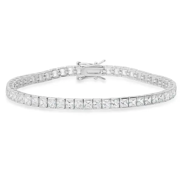 KYLIE HARPER Princess Cut Cz Tennis Bracelet - Silver