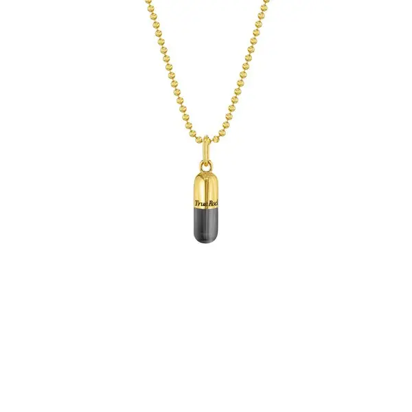 TRUE ROCKS Small Pill Pendant Necklace - Gold/grey