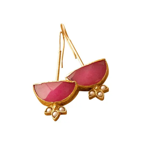 ROZ Dia Ruby Drop Earrings - Pink
