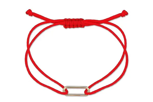 REIS JEWELLERY 14k Yellow Gold Clip Line Bracelet - Gold/red