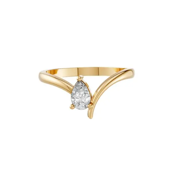 AYA FINE JEWELRY 0.30 Ct Pear Diamond 18k Gold Ring - Yellow