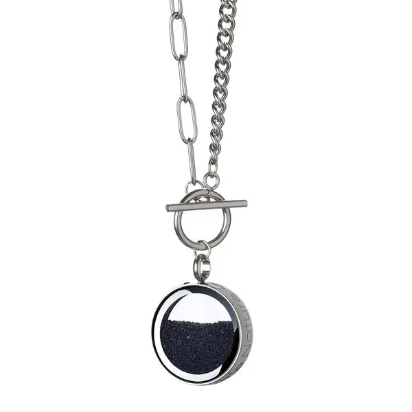 MY LITTLE NATURE Volcanic Sand Necklace With Toggle Clasp - Black/silver