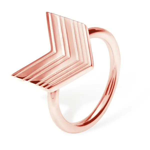 LUCY QUARTERMAINE Art Deco Arrow Vermeil Ring - Rose Gold
