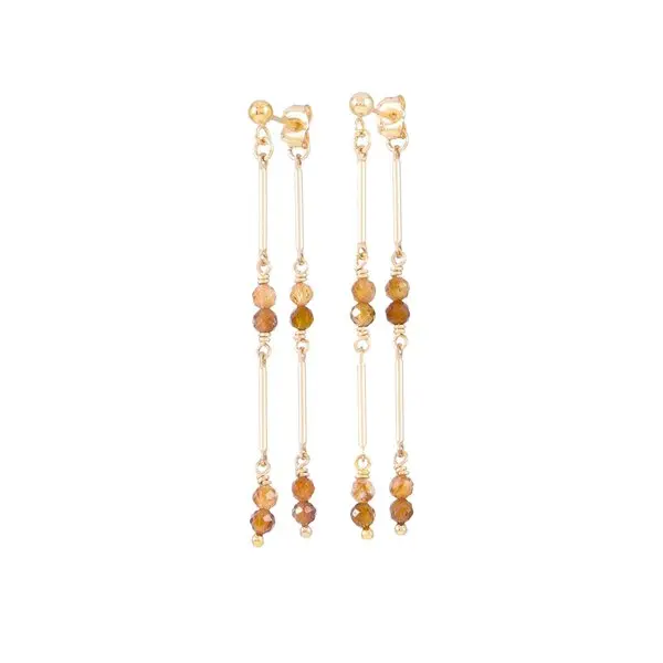 INARI JEWELLERY Bamboo Vine Dangle Earrings With Yellow Tourmaline - Brown