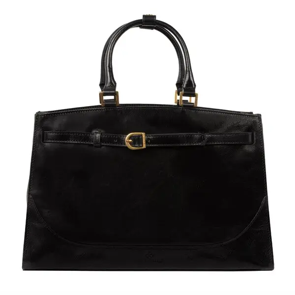 TIME RESISTANCE Leather Handbag - Black