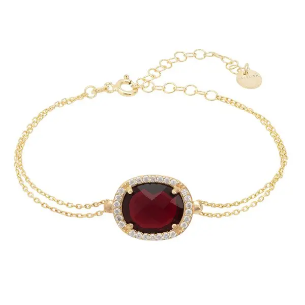 LATELITA Beatrice Oval Gemstone Bracelet - Red/gold/yellow