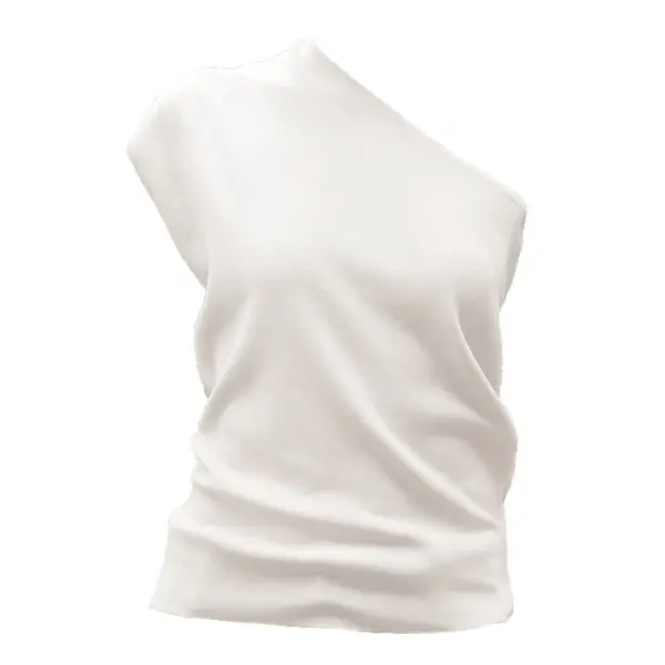 MUTE BY JL Asymmetrical Tencel-wool Knit Top
