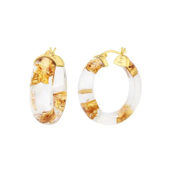 GOLD & HONEY Leaf Huggie Hoop Earrings - Gold