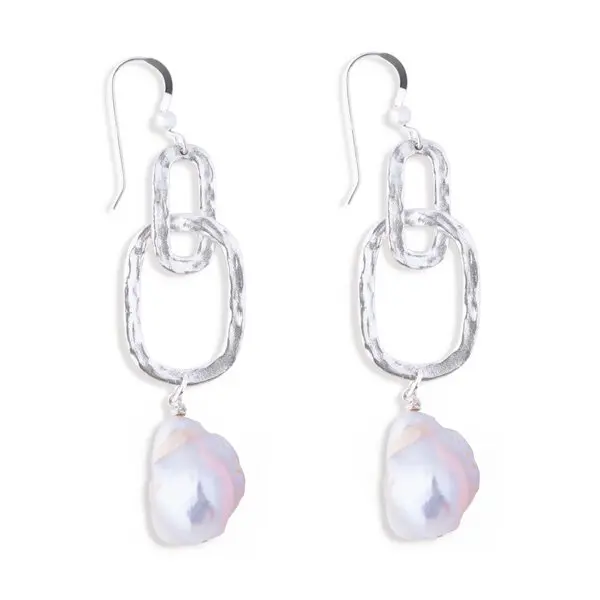N'DAMUS LONDON Hatton Forge Duo Pearl Earrings - Silver