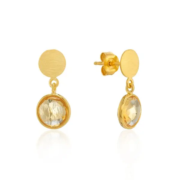 AUREE JEWELLERY Salina Citrine & Gold Vermeil Disc Earrings - Orange/gold/yellow