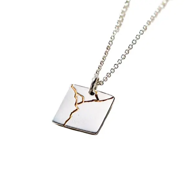 POSH TOTTY DESIGNS Sterling Square Kintsugi Pendant Necklace - Silver
