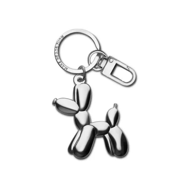 MAKE HEADS TURN Neutrals Metal Balloon Dog Keychain - Silver