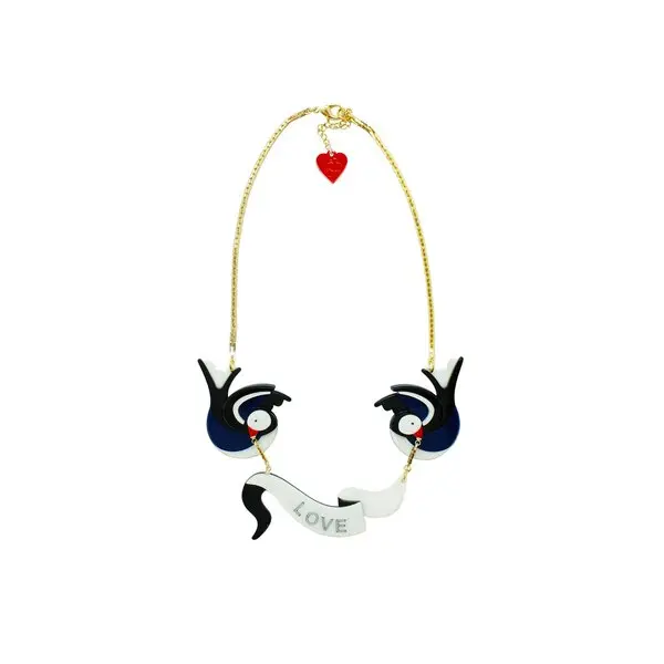 GISSA BICALHO Handmade Acrylic Swallow Necklace - Black