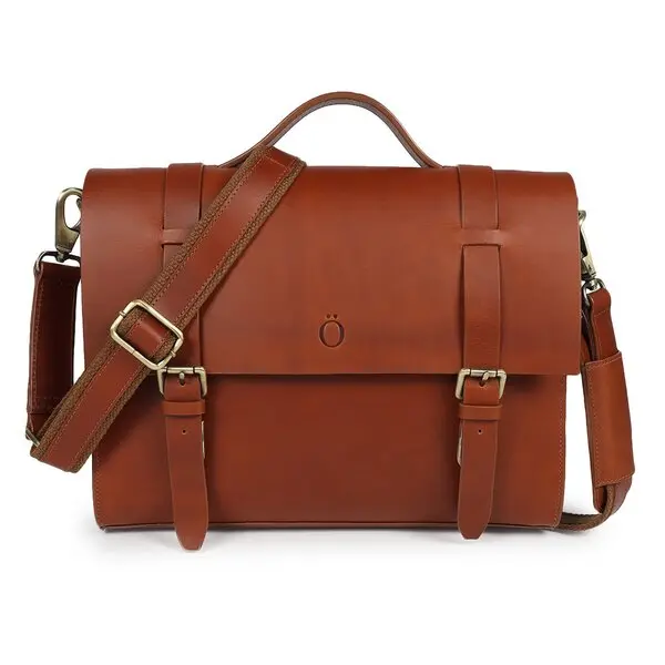 DÖTCH LEATHER Geoffrey Leather Messenger Laptop Bag - Brown