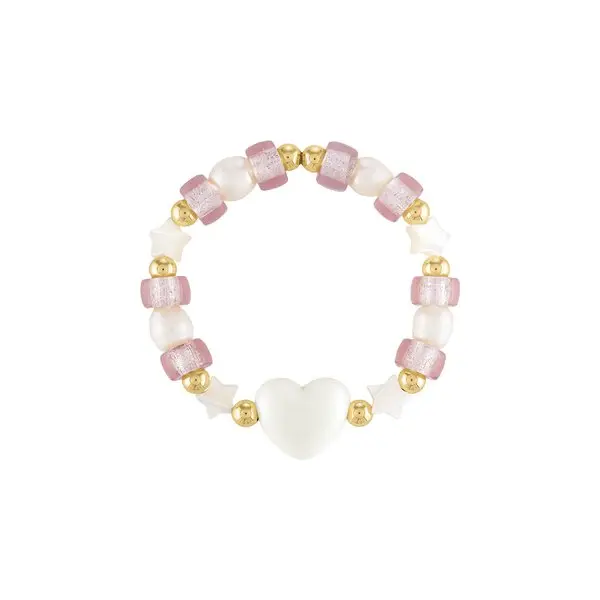 OLIVIA LE Puff Heart Beaded Bracelet - White