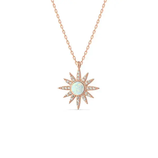 SPERO LONDON White Opal Sun Sterling Silver Necklace - Rose Gold