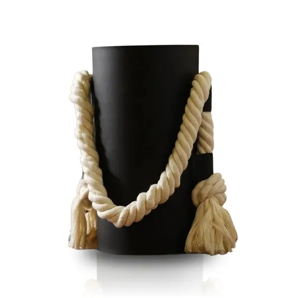 MARLETH Vase With Twisted Rope Handle Detail - Black